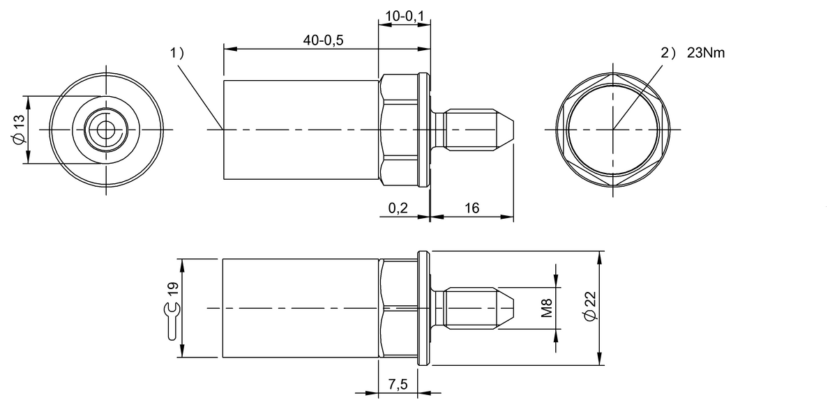 BIS00P4 (BIS C-140-11/L-M8-SA1-SP40) LF RFID tags (70/455 kHz ...