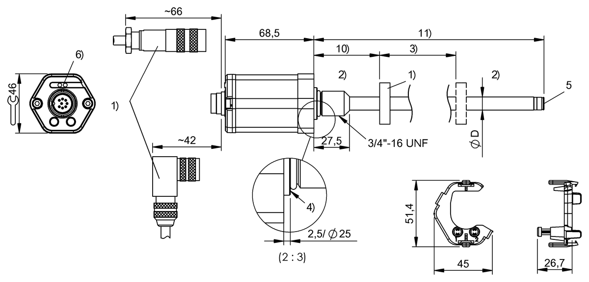 BTL144F (BTL7-A510-M2101-Z-MA341-S32) Magnetostrictive linear position ...