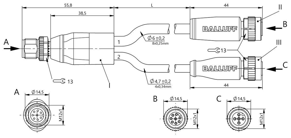 BCC0FA6 (BCC M418-M418-M415-U2059-003) Y-splitters - BALLUFF USA
