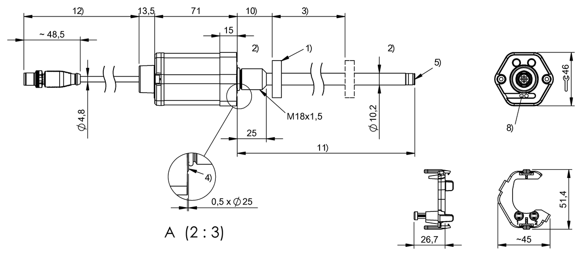 BTL1TH0 (BTL7-E100-M1000-B-SA42-KA00,3-ZA0C) Magnetostrictive linear ...