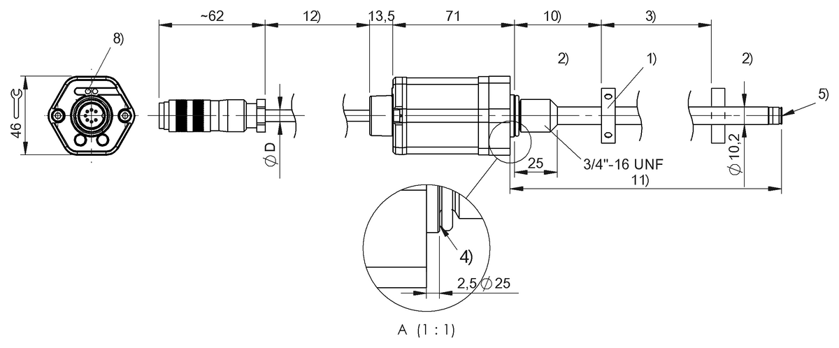 BTL1Y45 (BTL7-S567F-M0305-ZO-MA000-KA00,2-ZA11) Magnetostrictive linear ...