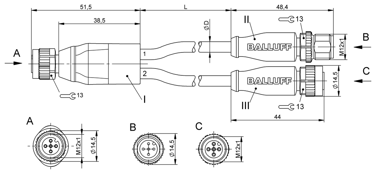 BCC0KNJ (BCC M415-M415-M415-U2100-007) Y-splitters - BALLUFF USA