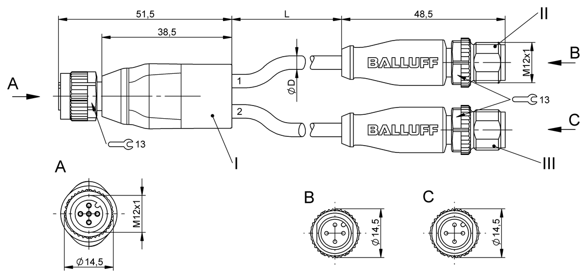 BCC0LM1 (BCC M415-M414-M414-U2105-003) Y-splitters - BALLUFF United Kingdom
