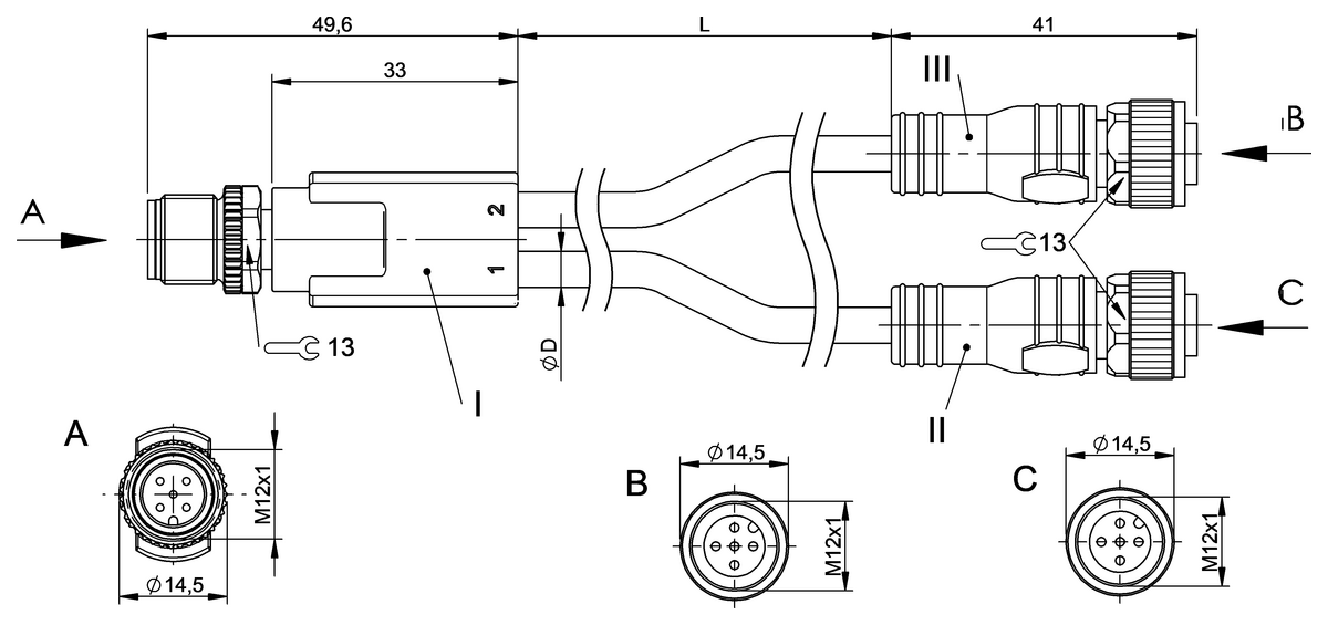 BCC0PF3 (BCC M414-M415-M415-U2028-010-C121) Y-splitters - BALLUFF Canada
