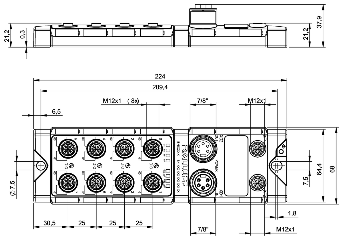 BNI00HL (BNI PG3-508-0C5-Z015) Network blocks for Profinet - BALLUFF USA