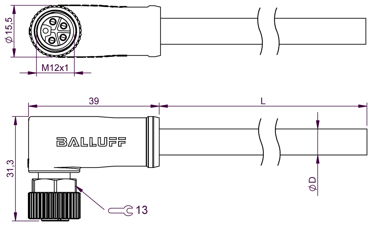 BCC0N7E (BCC M425-0000-1L-150-PX85A5-300) Single-ended cordsets ...