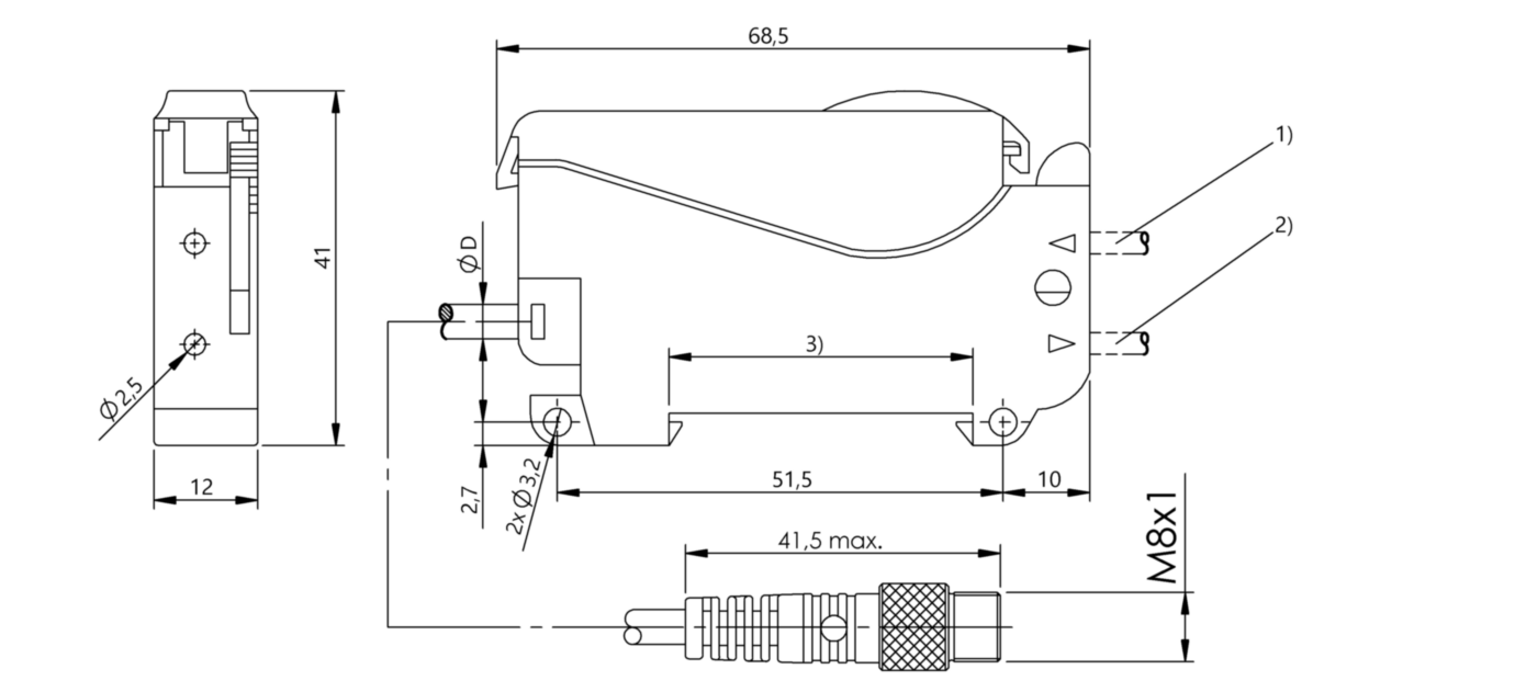 BOS003N (BOS 74K-UU-1FR-BO-Z-S49-00,2) Equipos para fibras ópticas de plástico y vidrio - BALLUFF