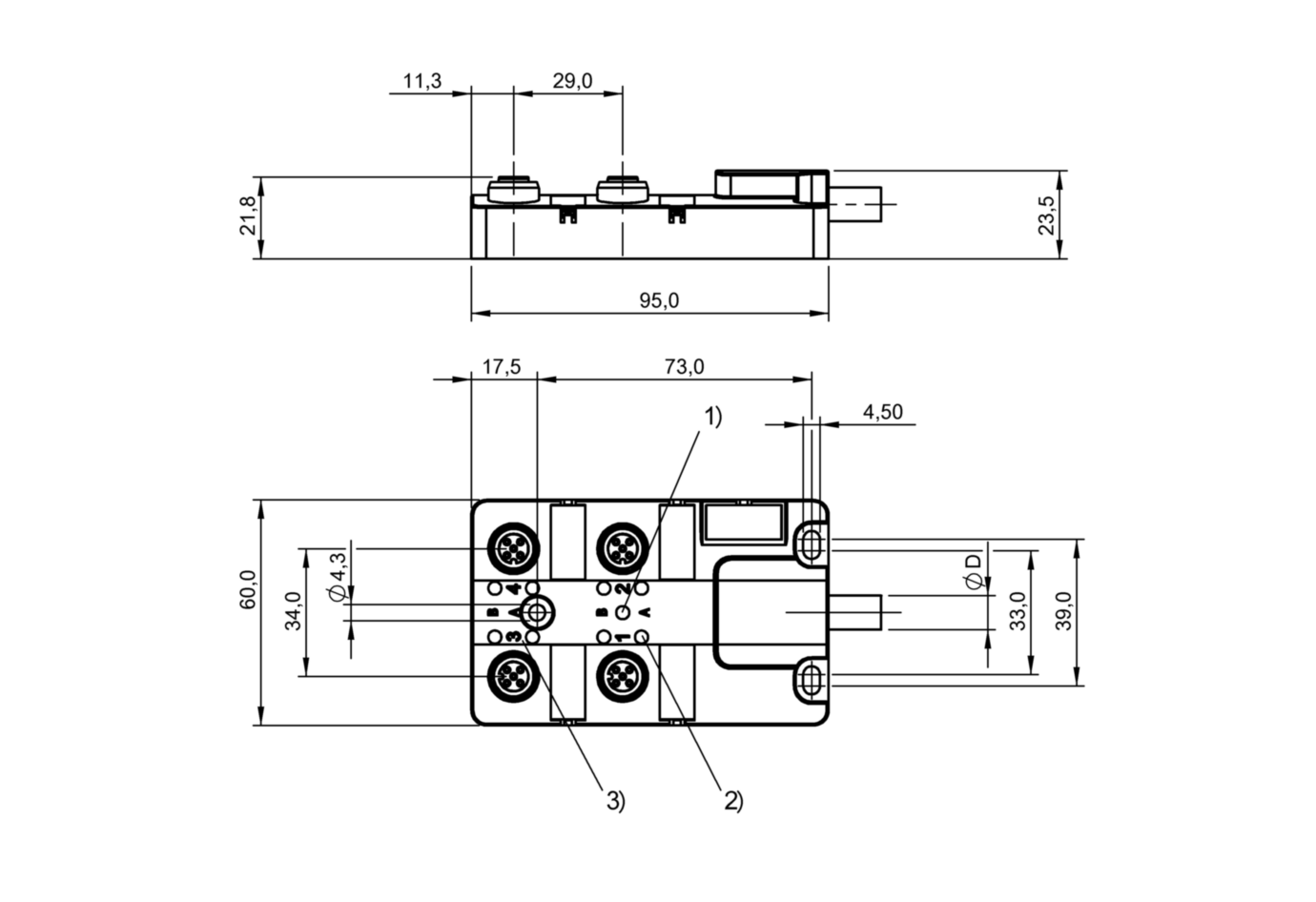 BPI0057 (BPI 4M4A4P-2K-00-KPX70-100) Junction blocks - BALLUFF