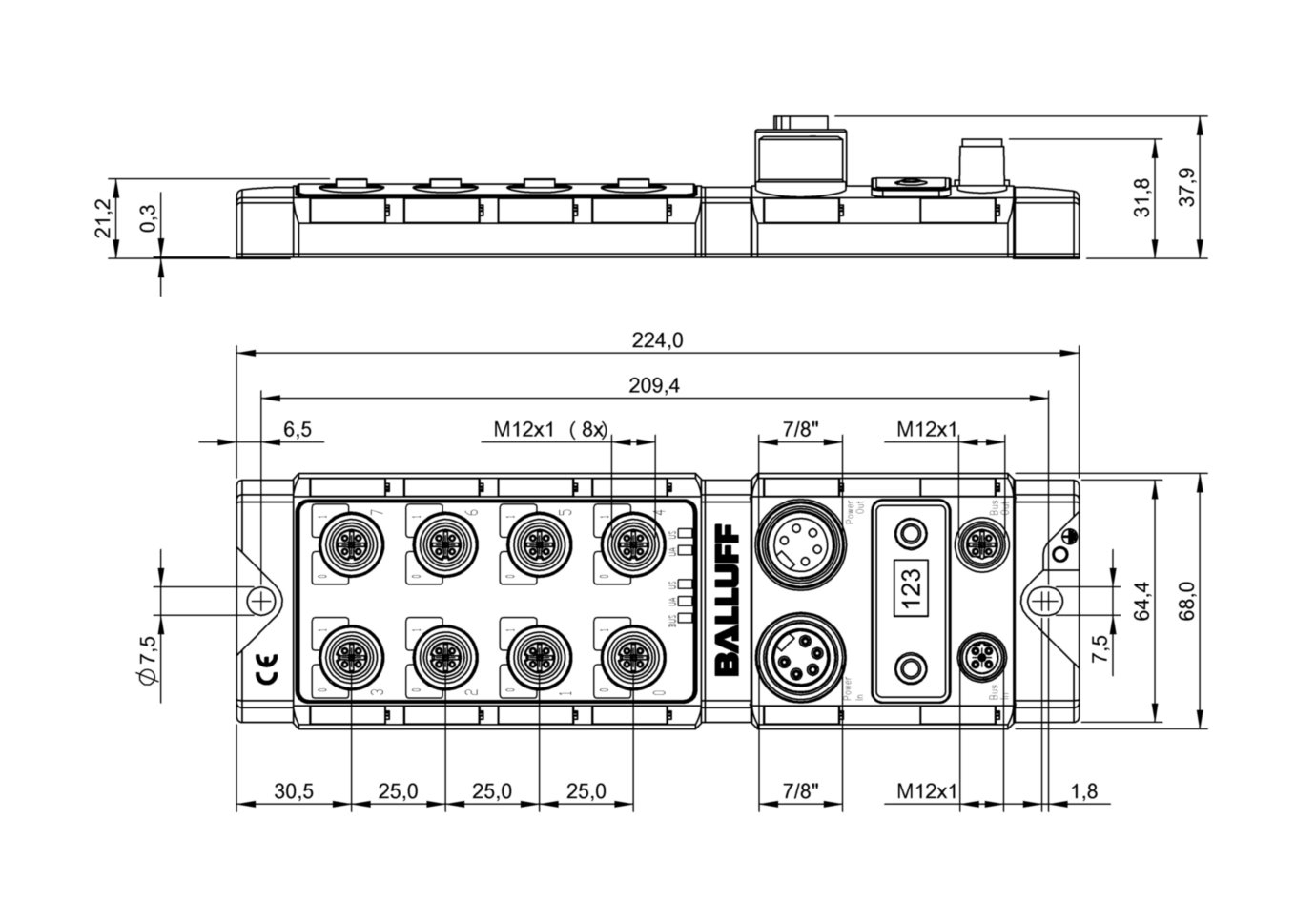 BNI003Z (BNI PBS-302-102-Z001) Network blocks for Profibus - BALLUFF