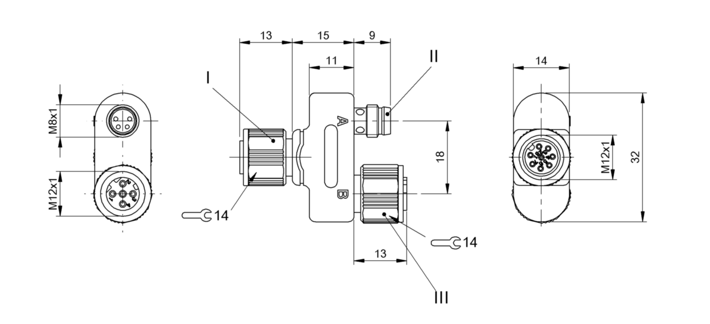 BCC0CK4 (BCC M418-M314-M415-U0038-000) T型连接器 - BALLUFF