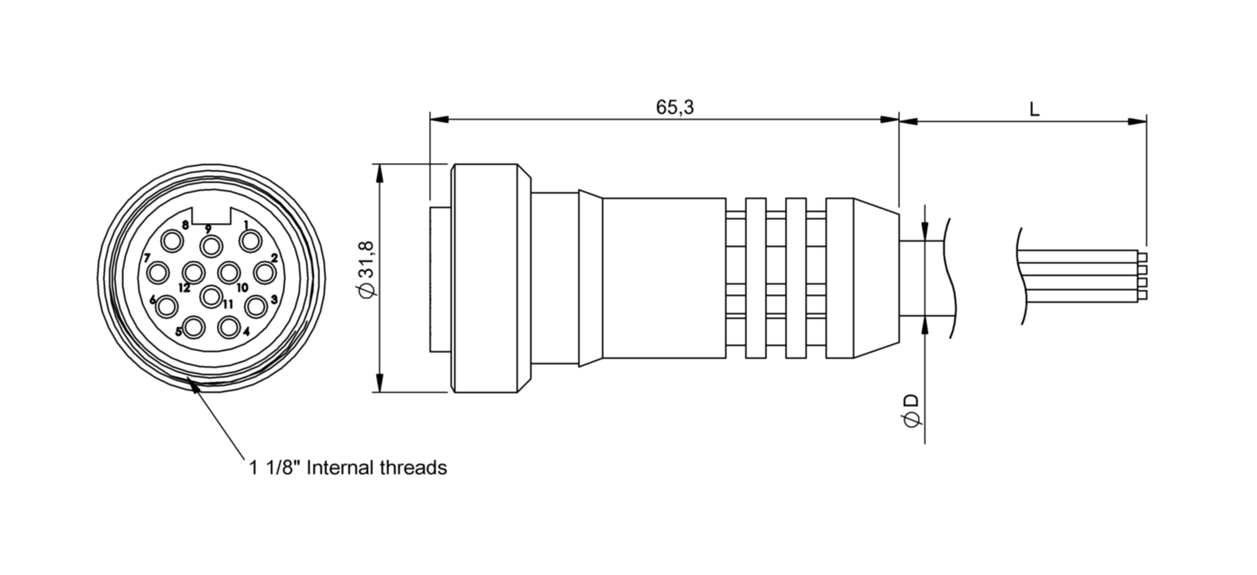 BCC0A5E (BCC A51C-0000-10-090-VX4CW8-100) Single-ended cordsets - BALLUFF