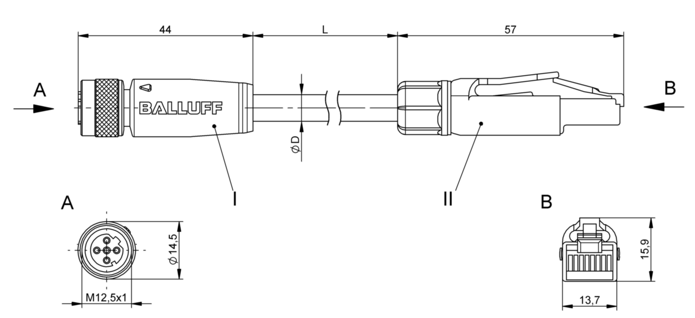 BCC0E7P (BCC M415-E834-AG-672-ES64N8-015) Double-ended cordsets - BALLUFF