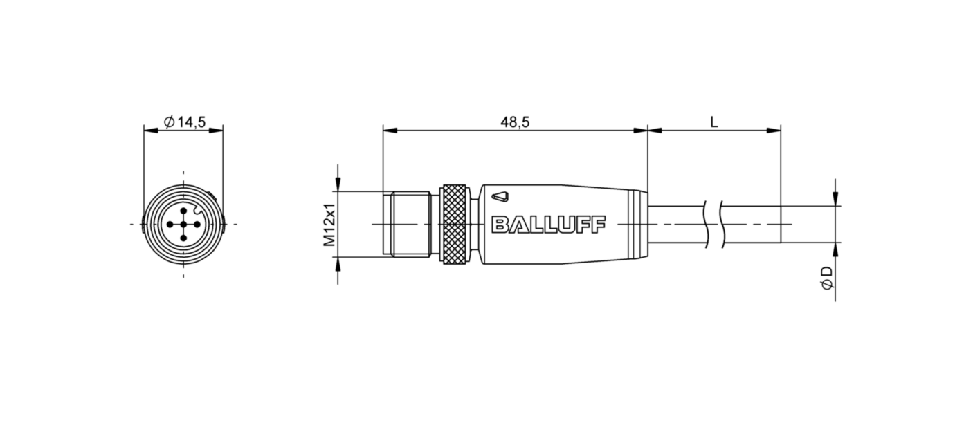 BCC0FP7 (BCC M415-0000-2A-030-VS85N6-010) Single-ended cordsets - BALLUFF