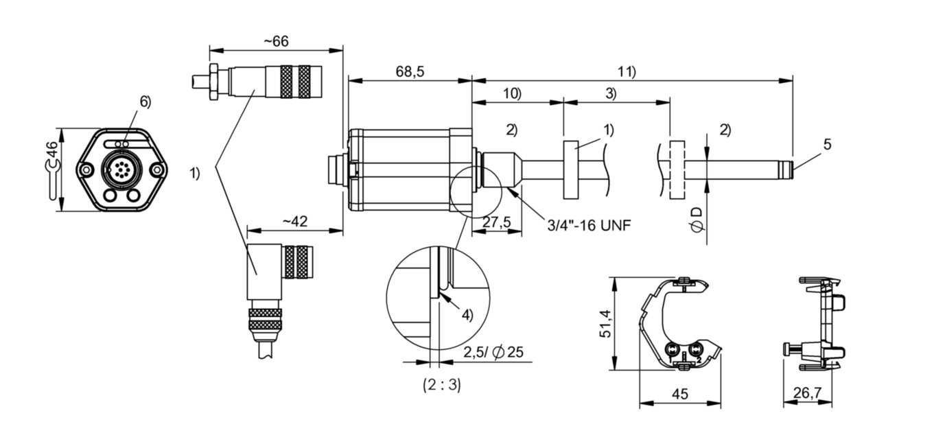 BTL144F (BTL7-A510-M2101-Z-MA341-S32) Magnetostrictive linear position ...