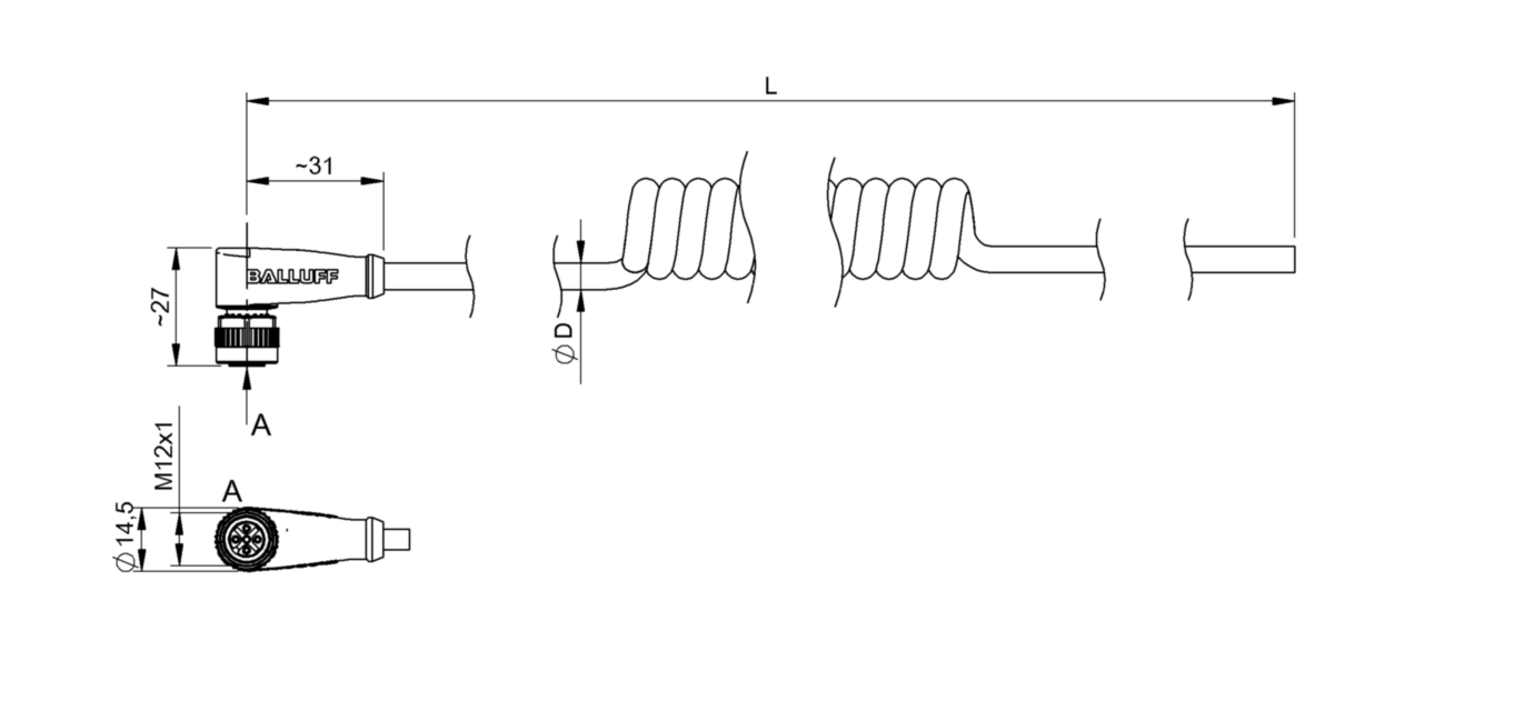 BCC0J25 (BCC M425-0000-1A-003-EC44T2-12/36) 单头线缆 - BALLUFF