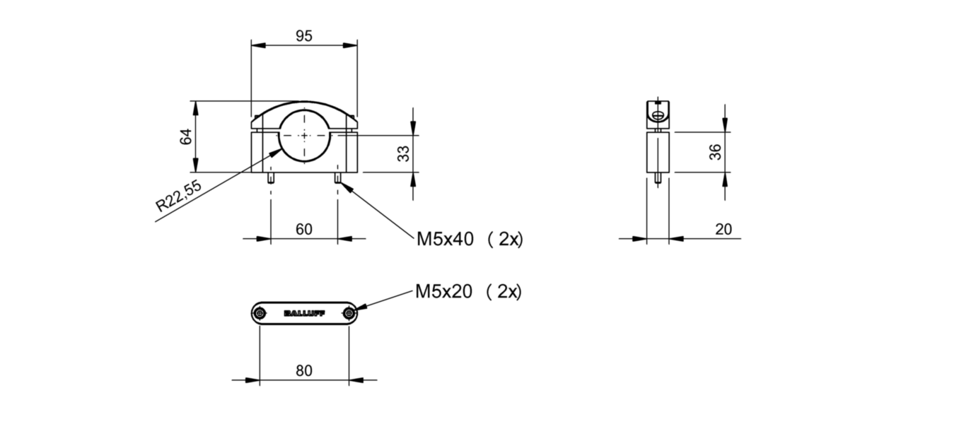 BAM034M (BAM MC-XA-017-D45,0-1) Universal brackets - BALLUFF