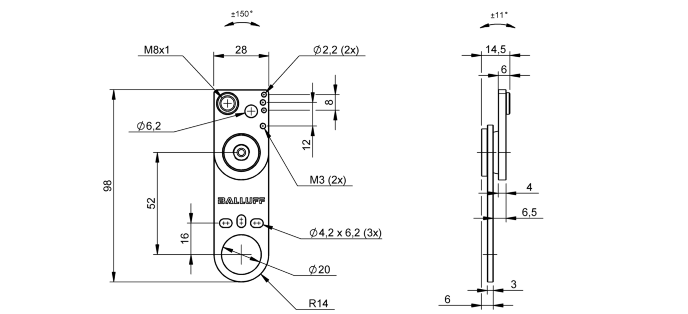 BAM037R (BMS AD-M-005-D12/X03) Mounting bracket for photoelectric ...