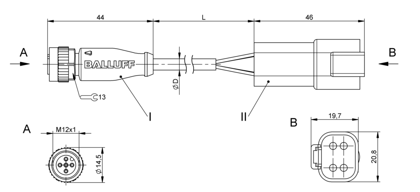 BCC0LMN (BCC M415-HD34-3A0-304-PX0434-1D5) 双头连接电缆 - BALLUFF