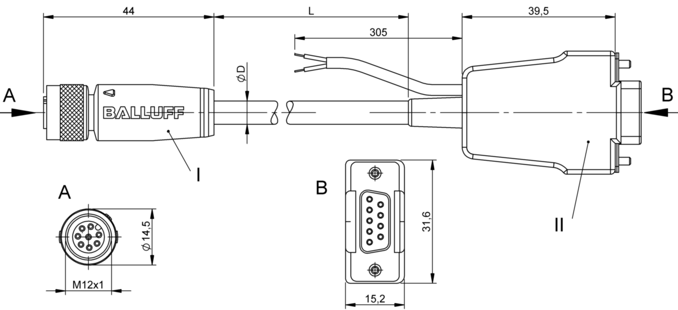 BCC0M13 (BCC M418-D279-BF-714-PS0825-010) Double-ended cordsets - BALLUFF