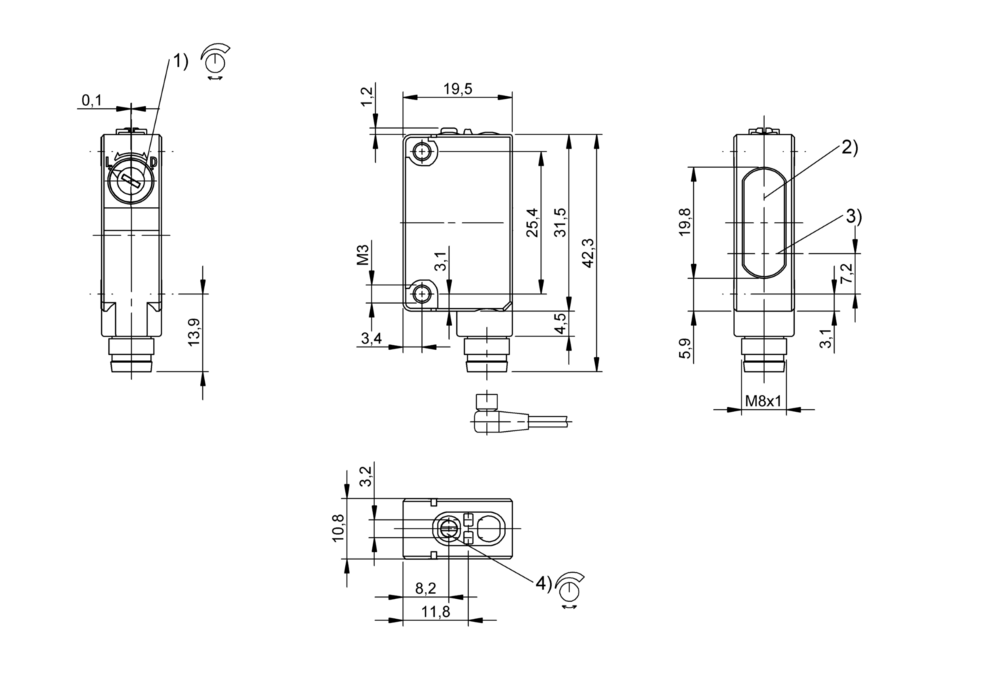 BOS029M (BOS R090K-PU-RH10-S75) Diffuse sensor with background suppression - BALLUFF
