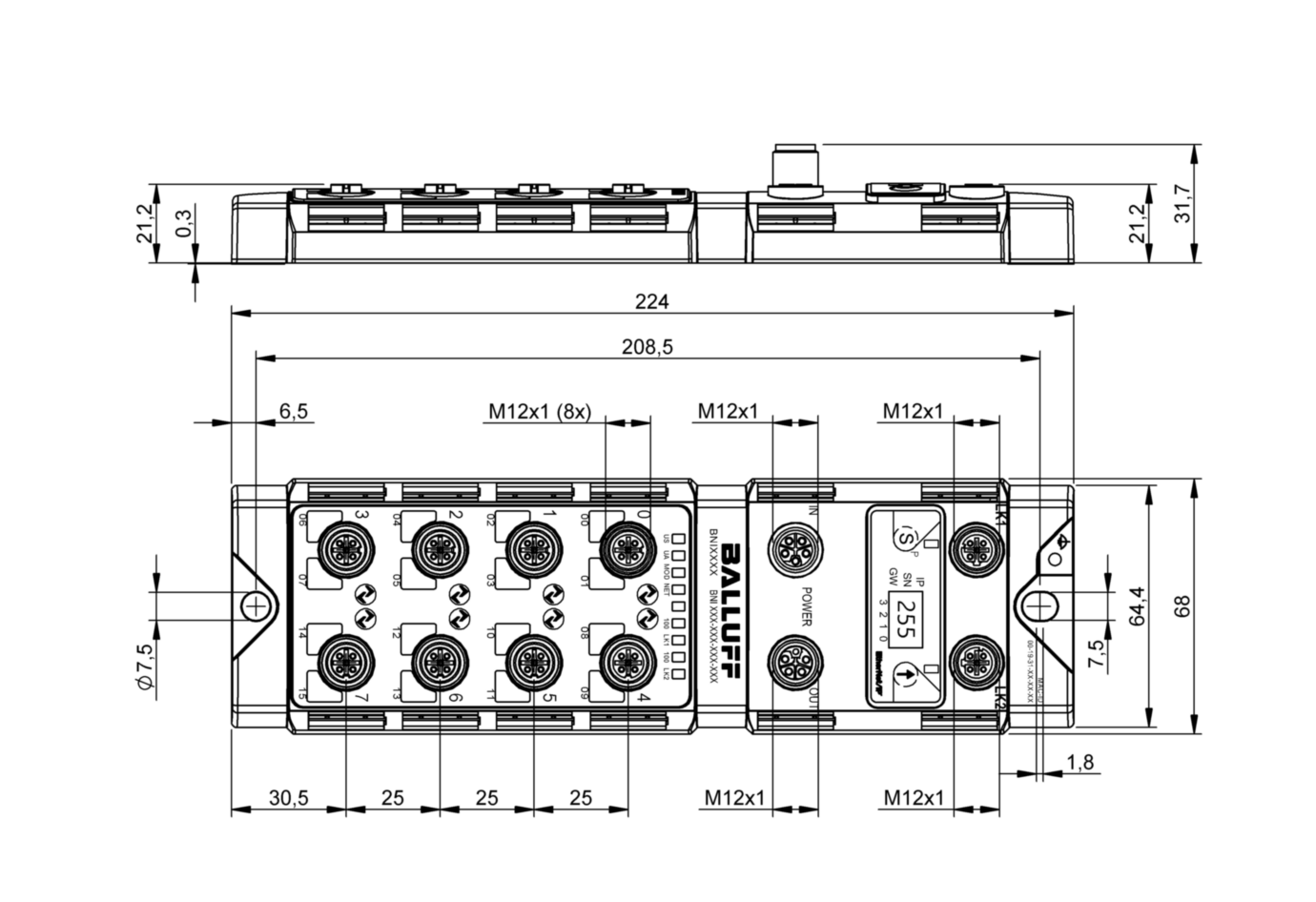 BNI00H7 (BNI EIP-508-105-Z067) Ethernet/IP网络模块 - BALLUFF