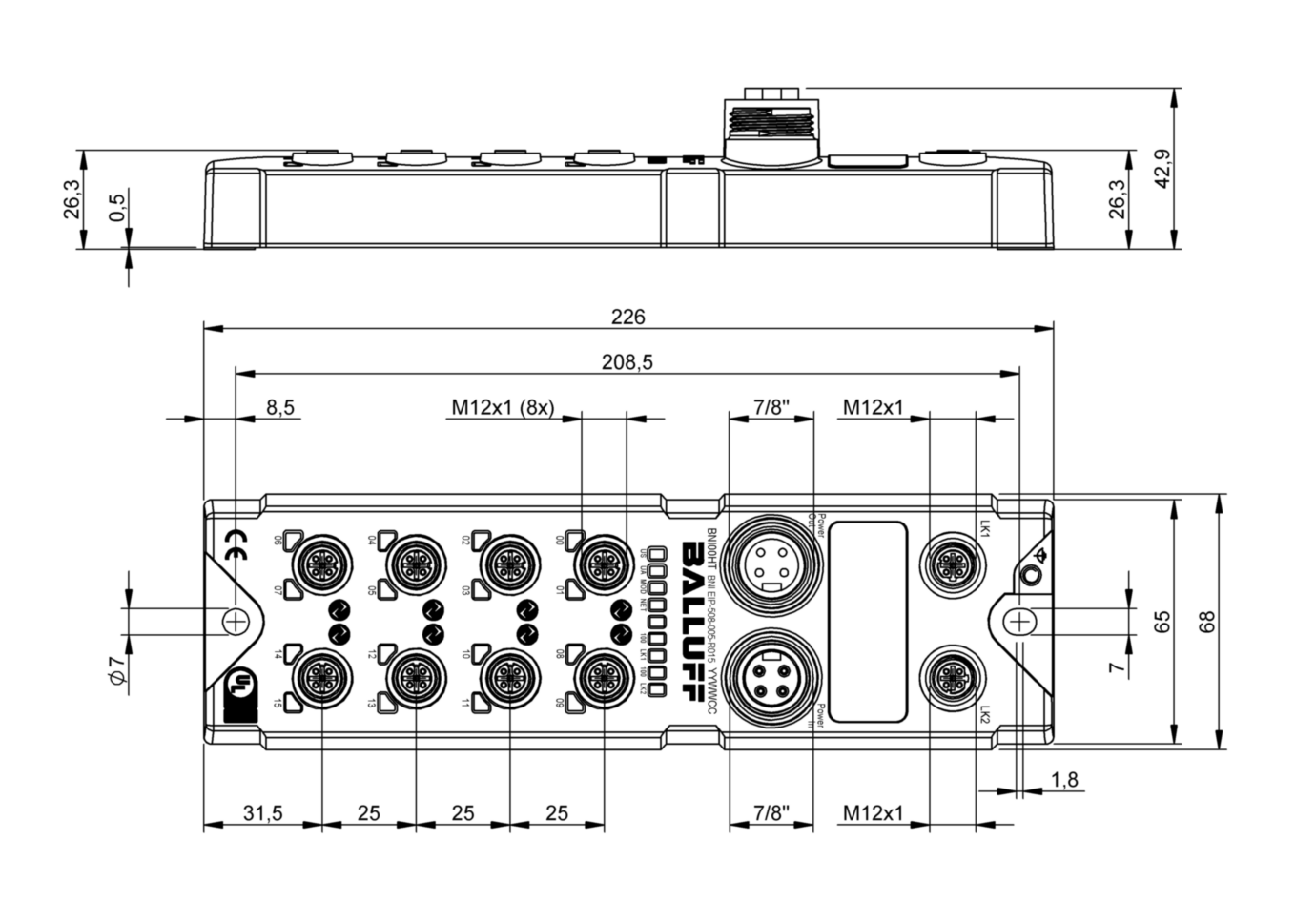 BNI00HW (BNI EIP-508-005-R015-013) Ethernet/IP 用ネットワークモジュール - BALLUFF